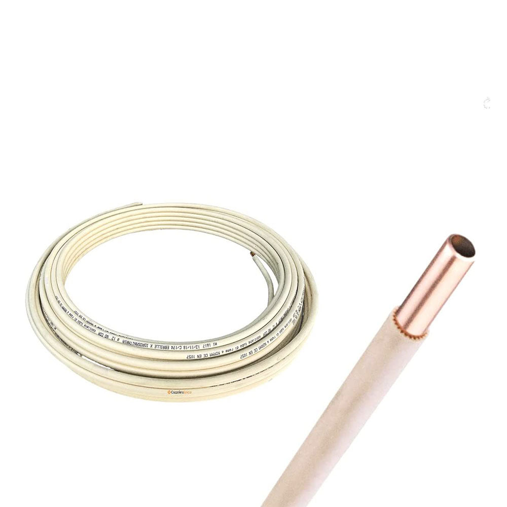 Tubo Rame 50 metri 12mm spessore 0,8 rivestimento isopvc per acqua ari ...